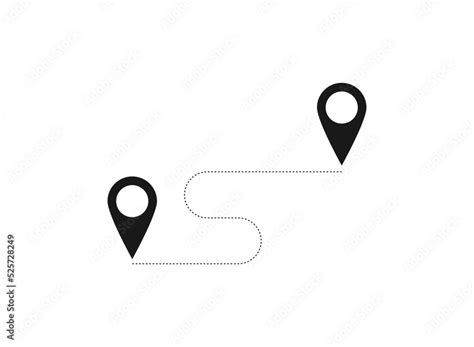 Highway Road Map With Pins Car Road Direction Gps Route Pin Road Trip
