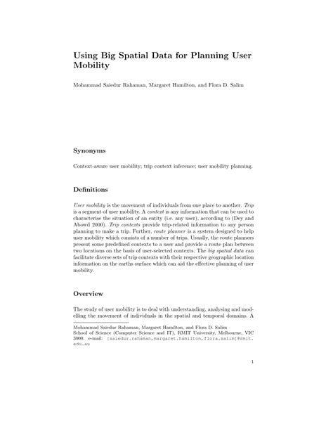 Pdf Using Big Spatial Data For Planning User Mobility