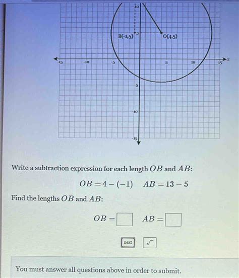 Solved Write A Subtraction Expression For Each Length Ob An Algebra