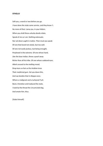 Othello Act Five Teaching Resources