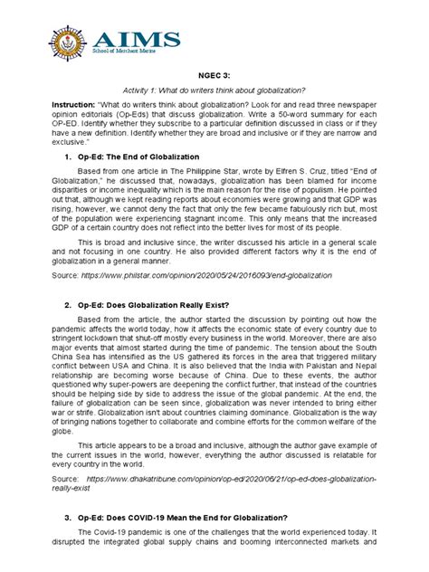 Summary About Globalization Pdf Globalization Recession