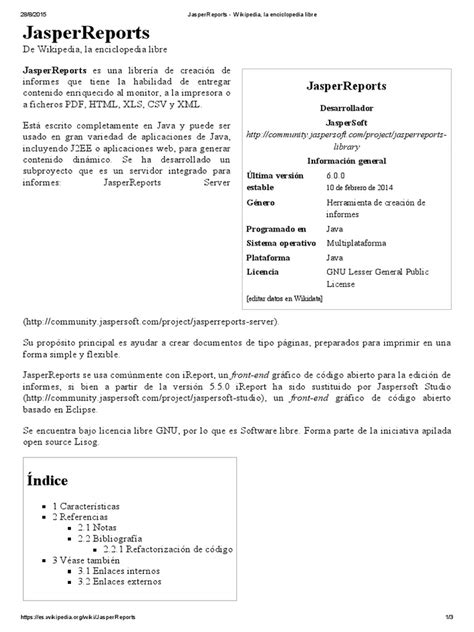 Jasper Reports Pdf Plataforma Java Tecnología Digital