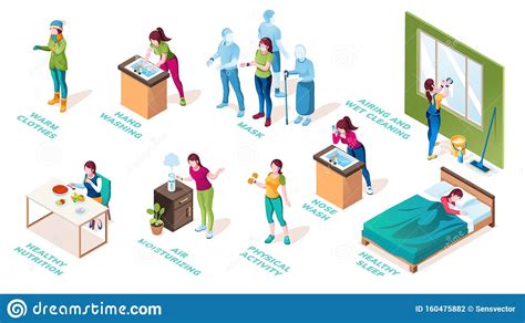 Set Of Isolated Flu Treatment Influenza And Cold Stock Vector