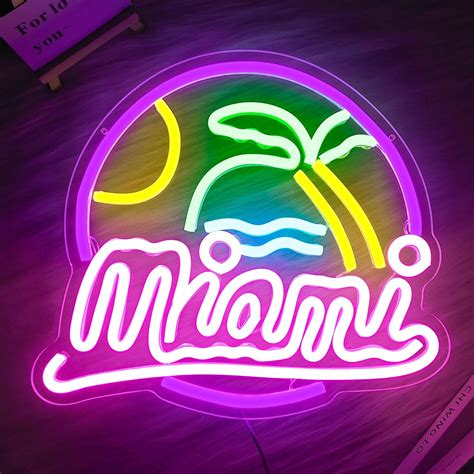 Miami Neon Sign Dimmable Led Palm Tree Sunset Sunrise Neon