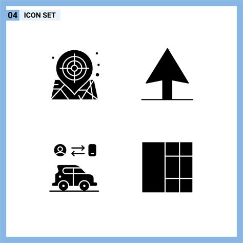 Universal Icon Symbols Group Of 4 Modern Solid Glyphs Of Map Grid Web