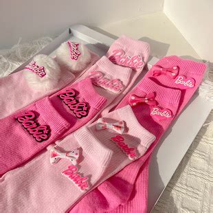 可爱芭比玫粉色蝴蝶结袜子女日系长筒毛球秋冬运动针织长袜堆堆袜 阿里巴巴