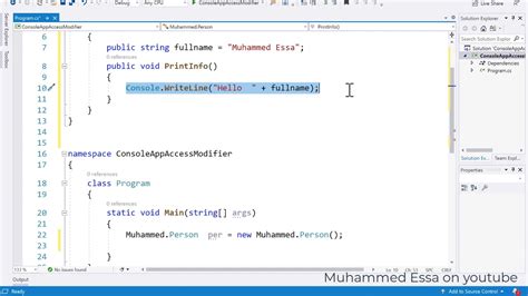 60 C C Sharp Public Access Modifiers Specifiers Youtube