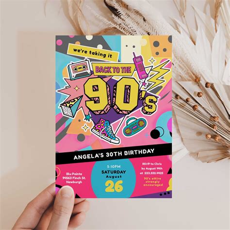 90s Birthday Invitation 90s Theme Party Invitation 30th 90s Party