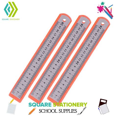 Square Stationery Metal Ruler Metric Rule Precision Double Sided