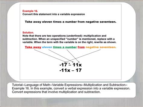 tutorials the language of math variable expressions multiplication