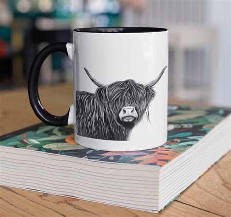 Highland Cow Mug With Color Inside Highland Cow Gift Cow Lover Mug