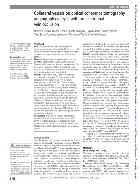 Pdf Collateral Vessels On Optical Coherence Tomography Angiography In