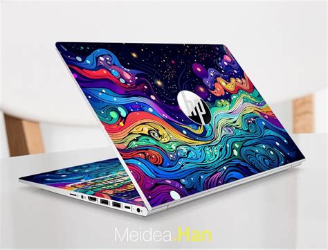 Custom Laptop Skin Hp Envy X360 Vinyl Decal Personalization Gift Colorful Starry Oil Painting
