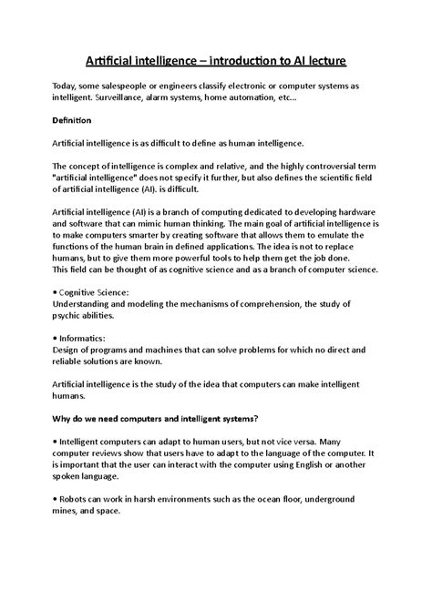 Artificial Intelligence Introduction To Ai Lecture Surveillance Alarm Systems Home