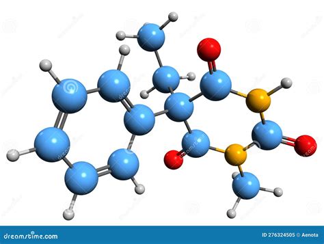 3d image of phenobarbital skeletal formula stock illustration