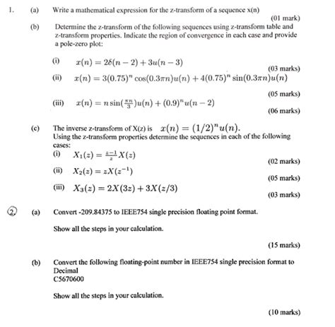 Solved A Write A Mathematical Expression For The Z Transform Of A