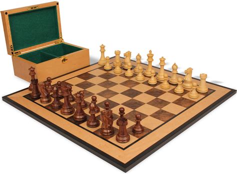 Old English Classic Chess Set Golden Rosewood And Boxwood Pieces With