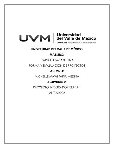 ACTIVIDAD 2 PROYECTO INTEGRADOR ETAPA 1 UVM UNIVERSIDAD DEL VALLE DE