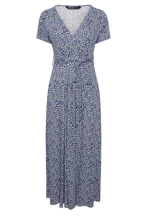 Yours Plus Size Blue Floral Wrap Maxi Dress Yours Clothing