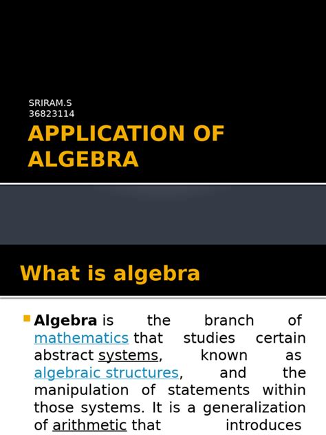 Application Of Algebra Pdf Algebra Mathematics