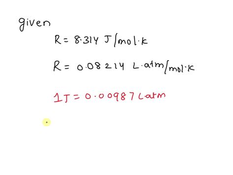 SOLVED The Universal Gas Constant Mol In Other Unit System Atm