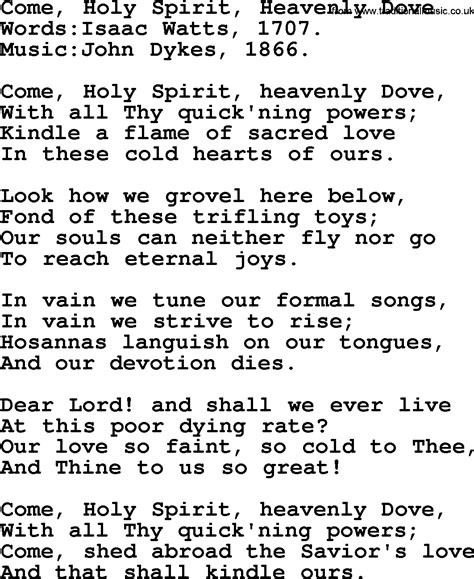 Come Holy Spirit Lyrics Kueh Pokat