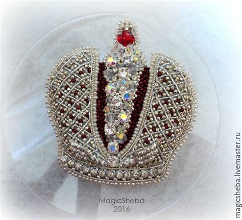 Купить Брошь Корона Российской Империи, антикварная, вышивка ...