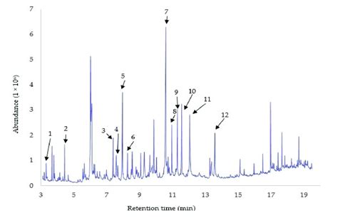 Gc Ms Total Ion Chromatogram Of Phenolic Monomers From Pine Sawdust