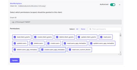 grant type ‘update users not allowed for the client auth0 community