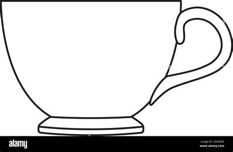 Tea Cup Outline Vector Illustration Isolated On White Background Stock