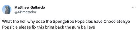 The Spongebob Popsicle Loses His Gumballs Eyes And The Internet Has A