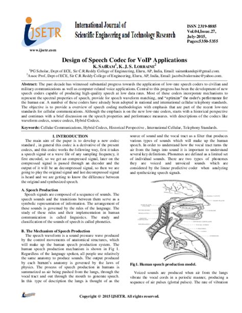 pdf design of speech codec for voip applications