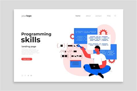 Free Vector Flat Programming Skills Landing Page Template