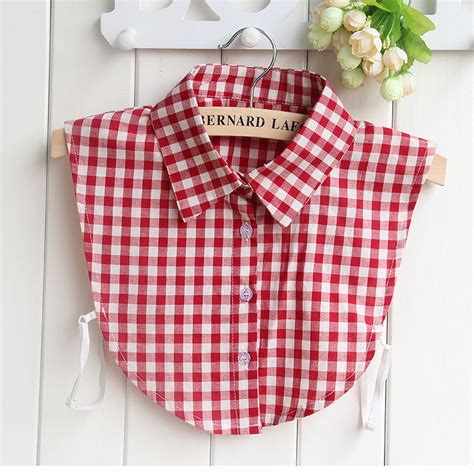 Plaid Womens Half Shirt Cotton Dicky Detachable Fake Etsy