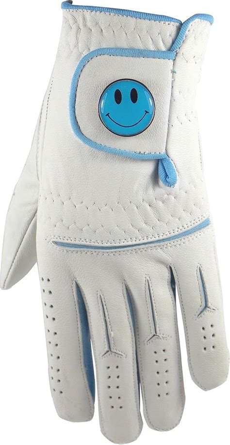 Ladies Cabretta Leather Golf Glove With Blue Smiley Face Ball Marker