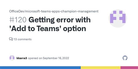 Getting Error With Add To Teams Option · Issue 120 · Officedev