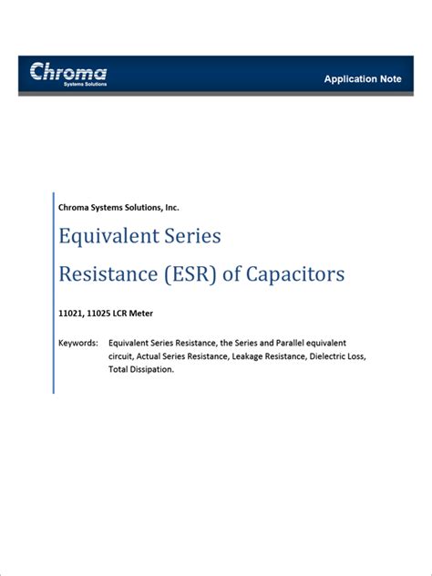 Lcr Equivalent Series Resistance Esr Of Capacitors