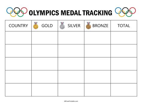 Summer Olympics Medal Tracking Free Printable