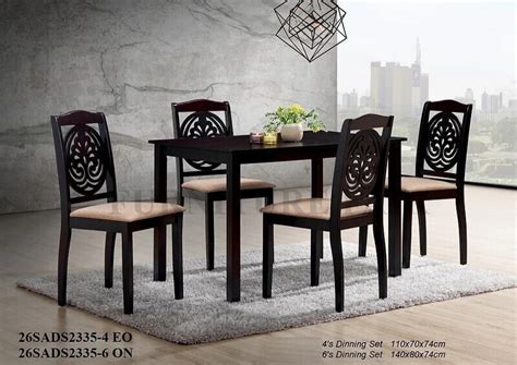 Rubberwood Dining Set Espresso Brown Finished Wood 5 Piece Dining Set