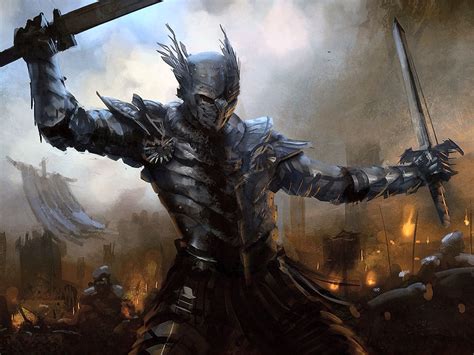 Dual Wield Knight Fantasy Art Knight Armor Fantasy Warrior