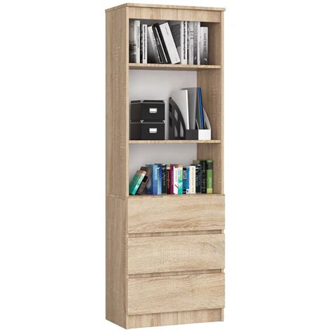 Dulap Biblioteca Cu 3 Sertare Stejar Sonoma 180 X 60 X 35cm Bookcase