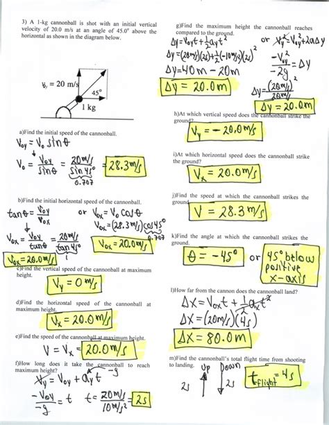 KEY Projectile Motion W Iniitial Angle 1 Physics And AP Physics 1