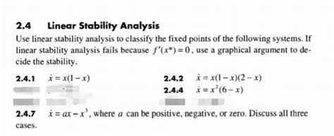 Solved Linear Stability Analysis Use Linear Stability Chegg