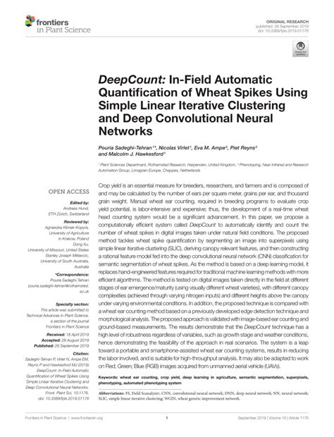 Pdf Deepcount In Field Automatic Quantification Of Wheat Spikes
