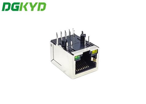 10pin Single Tongue Rj45 Network Socket With Led Black Plastic Shell