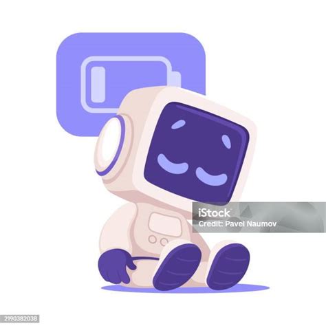 로봇 캐릭터 와 낮은 배터리 처럼 스마트 안드로이드 어시스턴트 기계 벡터 일러스트레이션 개념에 대한 스톡 벡터 아트 및 기타 이미지 Istock