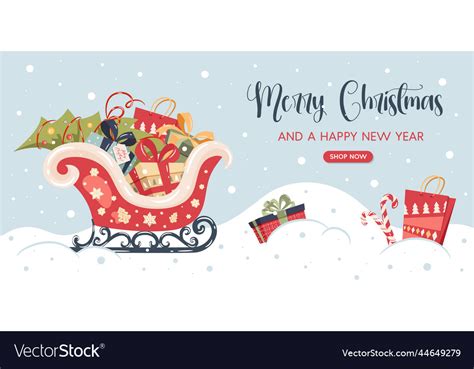 Christmas Banner With Santas Sleigh Royalty Free Vector