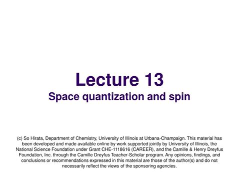 Ppt Lecture Space Quantization And Spin Powerpoint Presentation