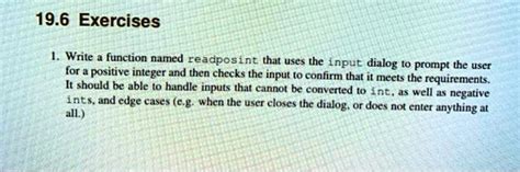 Exercises Write A Function Named Readposint That Uses The Input