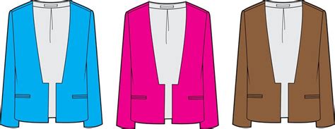 패션 플랫 스케치 기술 드로잉 벡터 일러스트 템플릿을 위한 장면전환 재킷 프리미엄 벡터